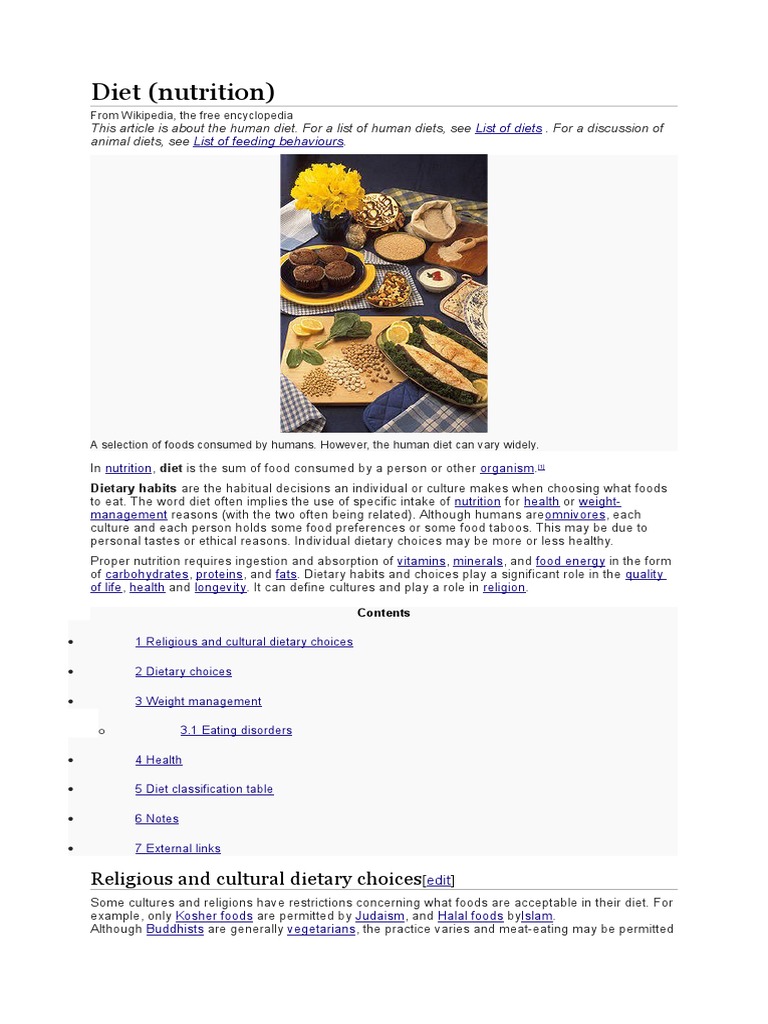 Diet (Nutrition) : Religious and Cultural Dietary Choices | PDF | Diet ...