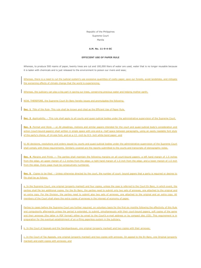 Efficient Use of Paper Rule Philippines | PDF | Supreme Courts | United ...