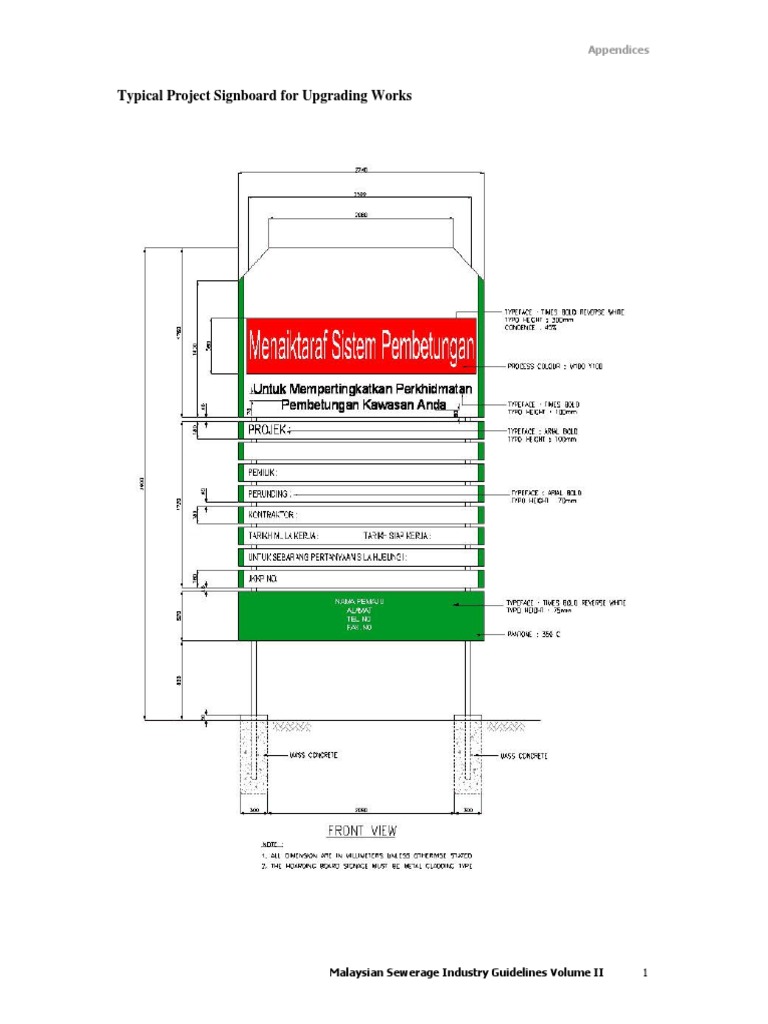 Typical Project Signboard For Upgrading Works | PDF
