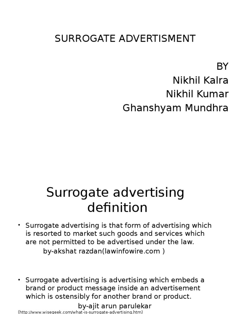 Surrogate Advertisment BY Nikhil Kalra Nikhil Kumar Ghanshyam Mundhra ...