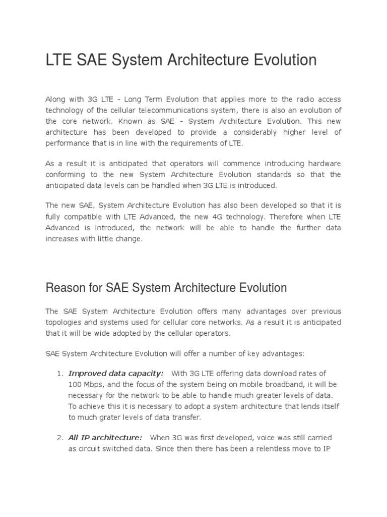 LTE System Architecture | PDF | Mobile Technology | Internet Protocols