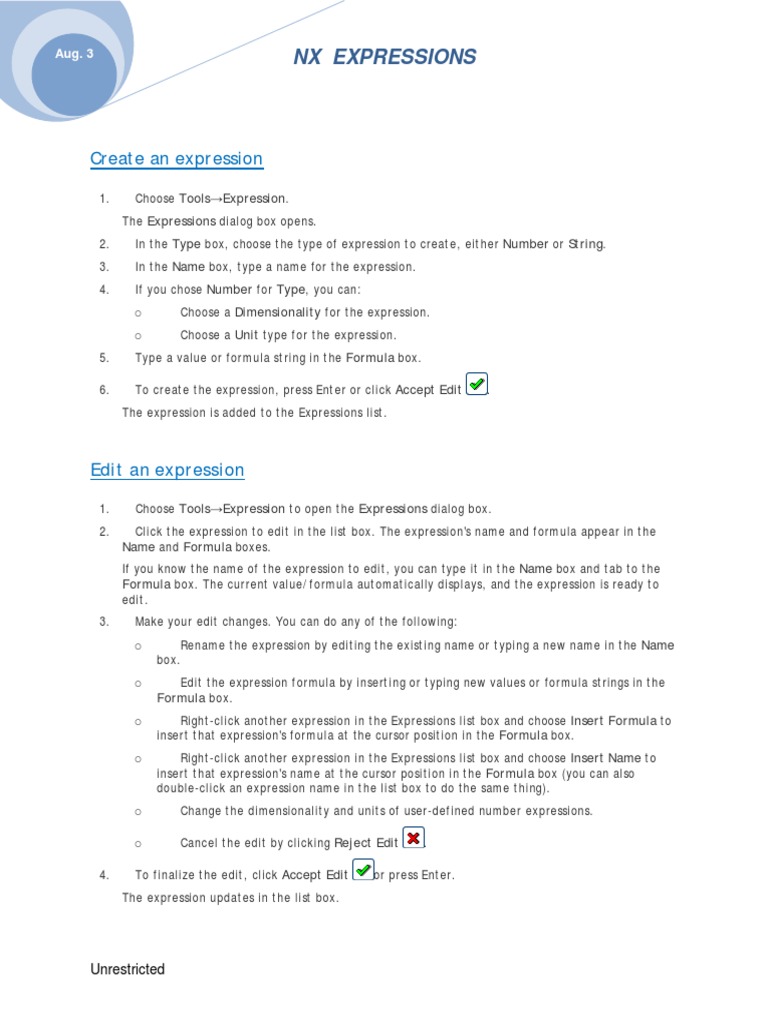 NX Expressions: Create An Expression | PDF | Trigonometric Functions ...