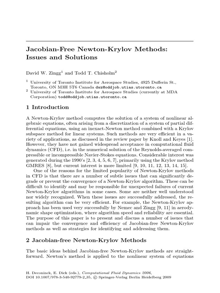 Jacobian-Free Newton-Krylov Methods Issues and Solutions | PDF | Computational Fluid Dynamics ...