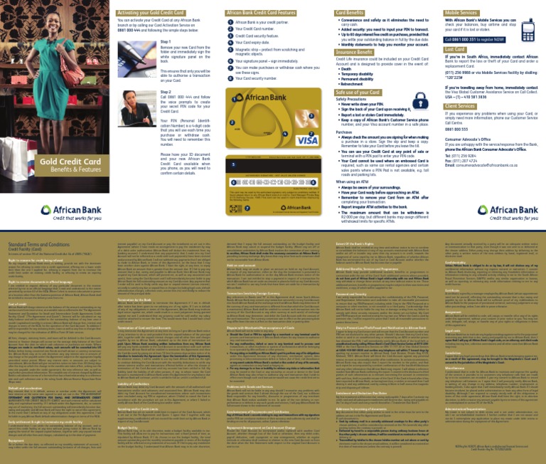 All About The African Bank Gold Credit Card | PDF