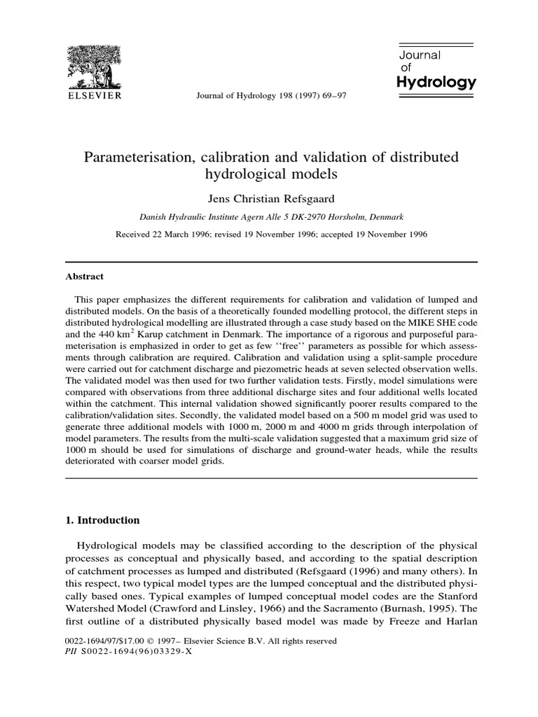 Parameterisation, Calibration and Validation of Distributed Hydrological Models | PDF ...
