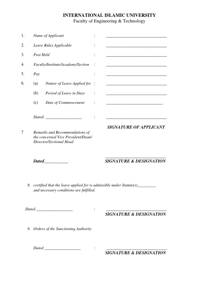FET Leave Application Form | PDF