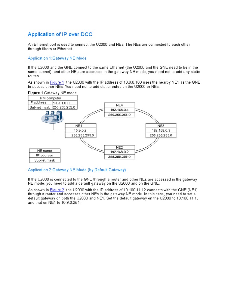 Configuration Guidelines for IP over DCC Networking of Network Elements ...