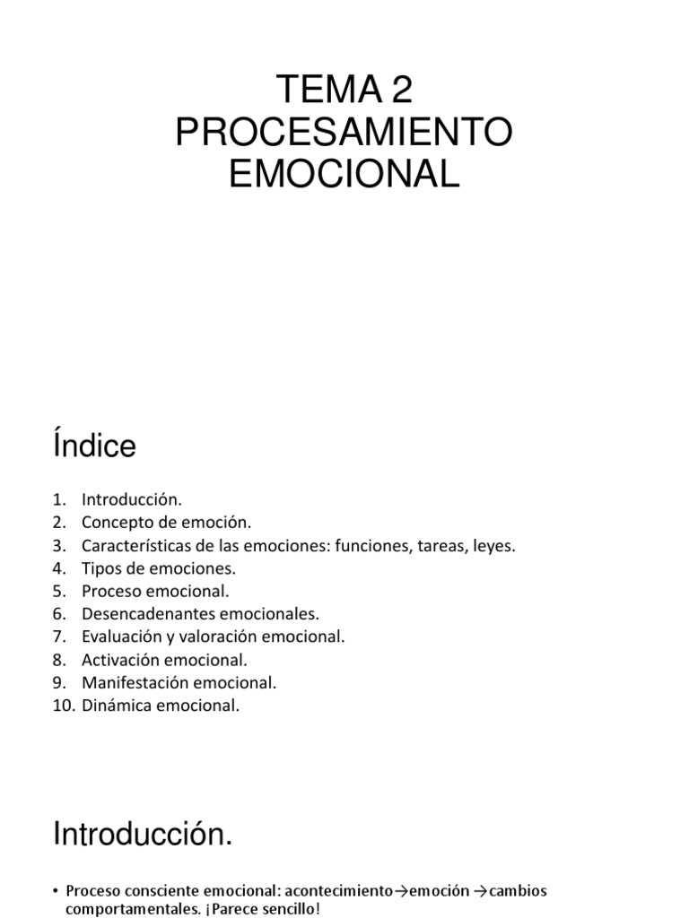 Tema 2 Procesamiento Emocional Pdf Ira Las Emociones