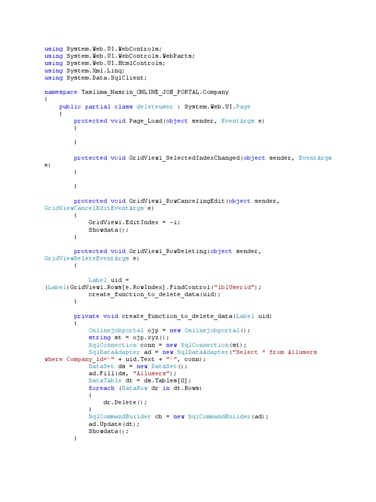 Using Using Using Using Using Namespace Public Partial Class Protected Void Object Pdf