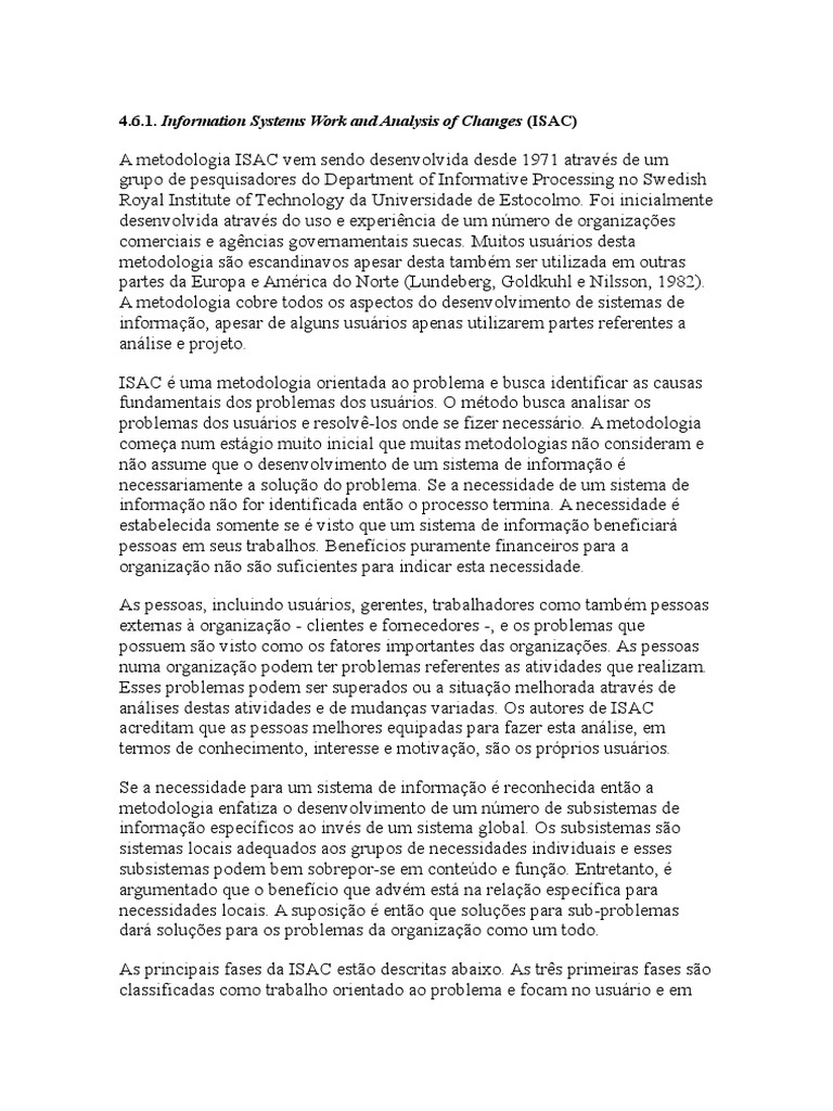 ISAC | PDF | Metodologia | Sistema de informação