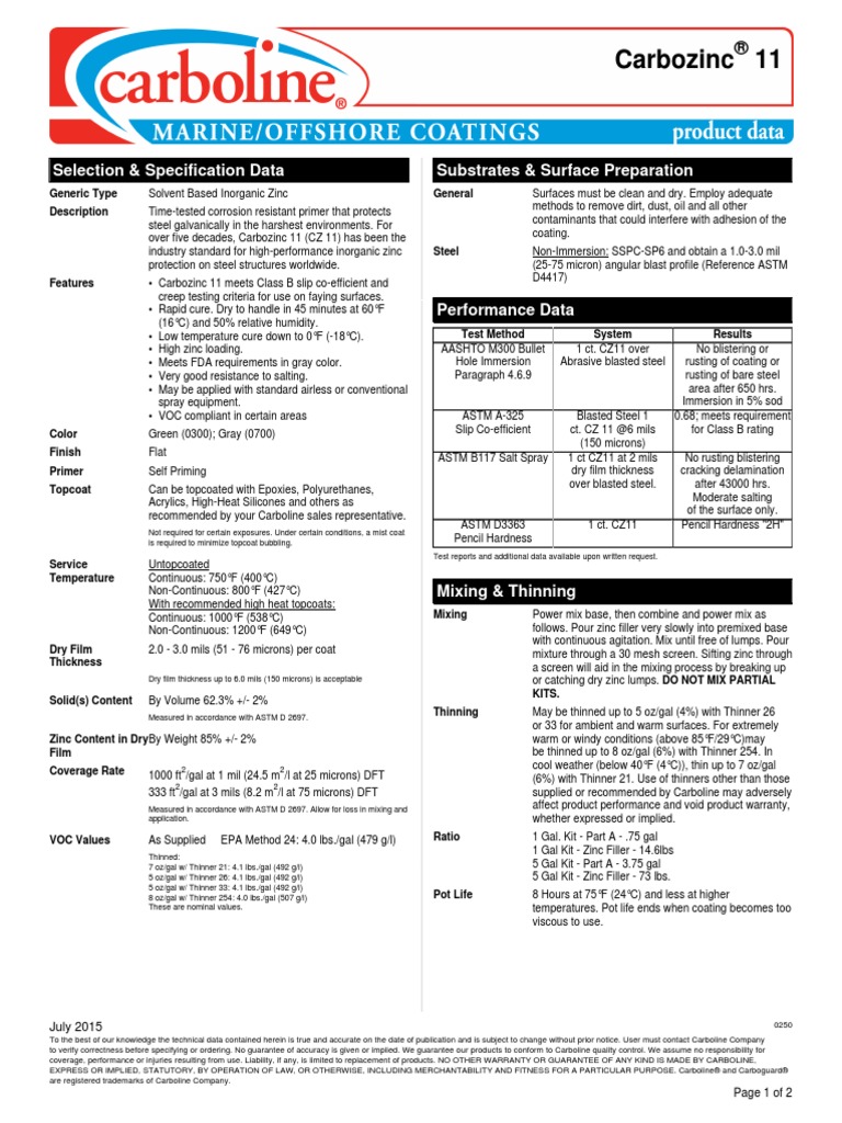 Carbozinc 11 PDS-Marine | Manmade Materials | Industrial Processes