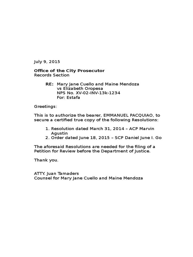 Request For Certified True | PDF | Justice | Crime & Violence