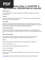 Formula Sheet For Cbse Class 11 Physics Chapter Mechanical Properties of Solids | PDF | Young's ...