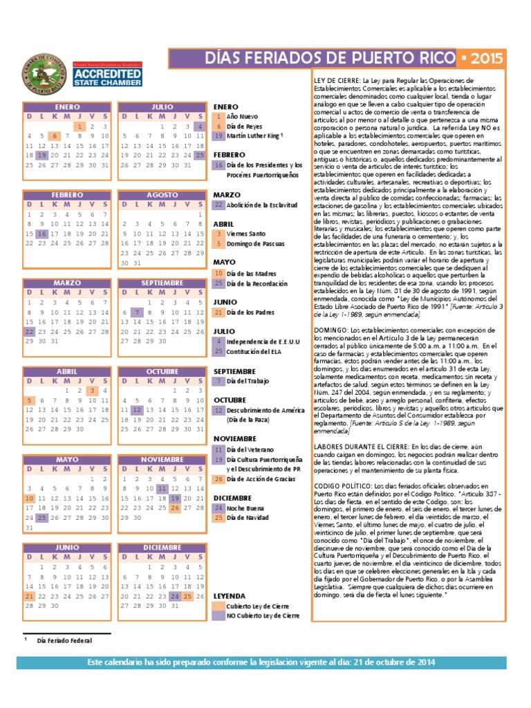 Días Feriados Puerto Rico 2015 | PDF | Puerto Rico | Gobierno