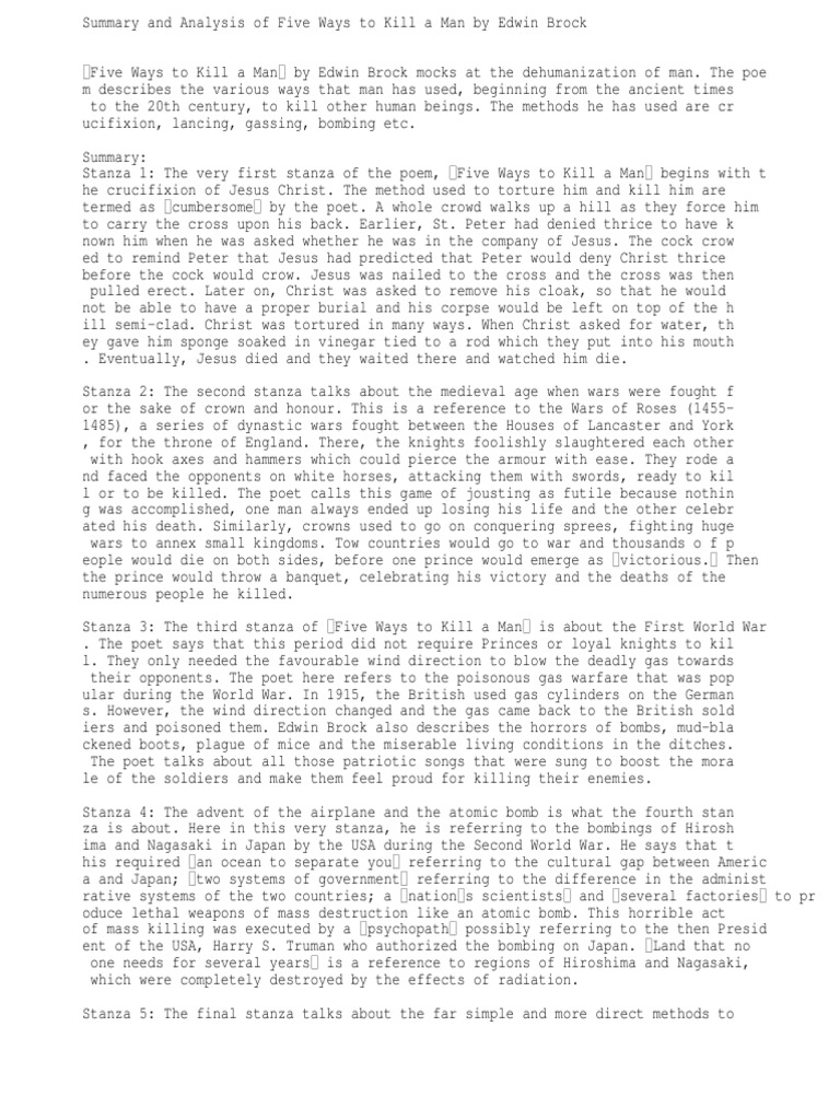 Five Ways To Kill A Man THEME AND ANALYSIS | PDF | Crucifixion | Jesus