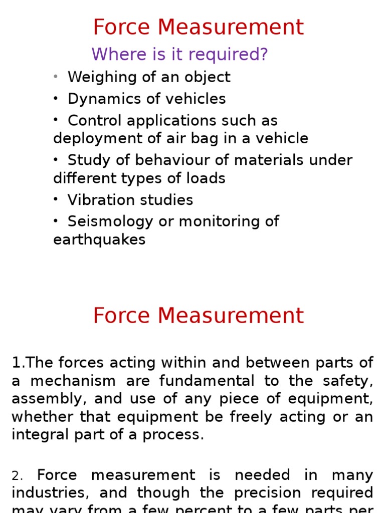 Force Measurement | PDF | Force | Weighing Scale