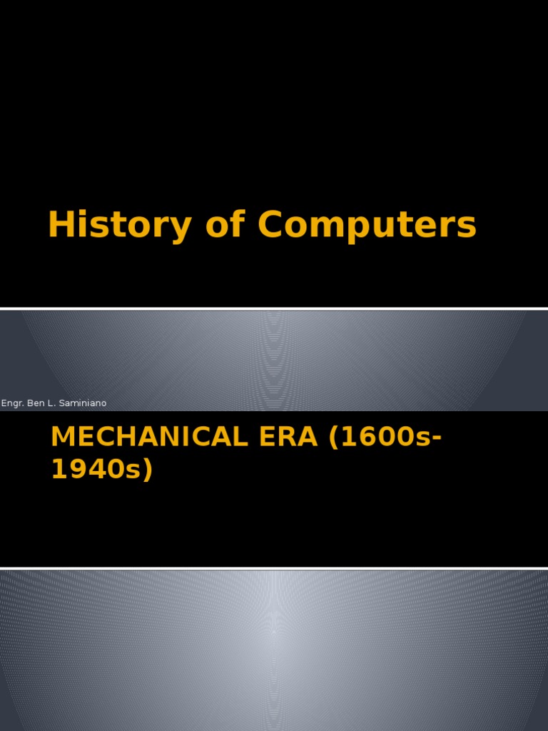 Bes 21 Lecture 2 History of Computers | PDF | Areas Of Computer Science ...