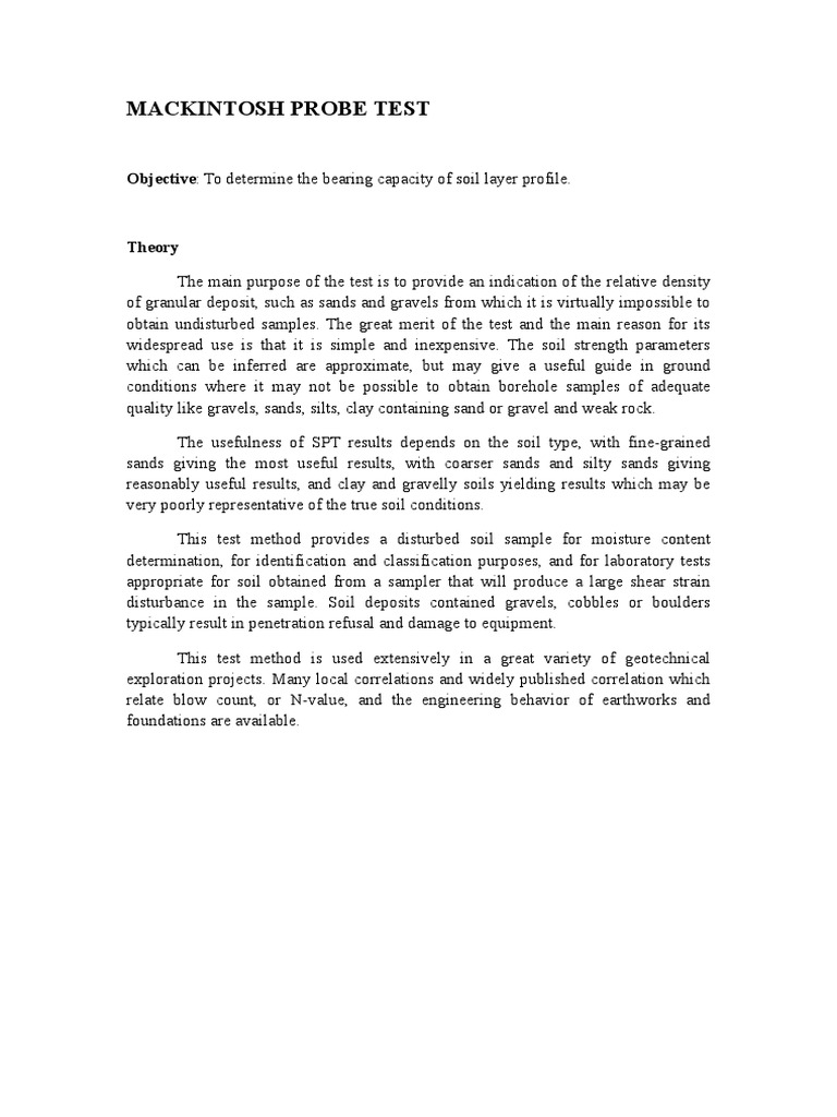 Mackintosh Probe Test | PDF | Civil Engineering | Earth Sciences