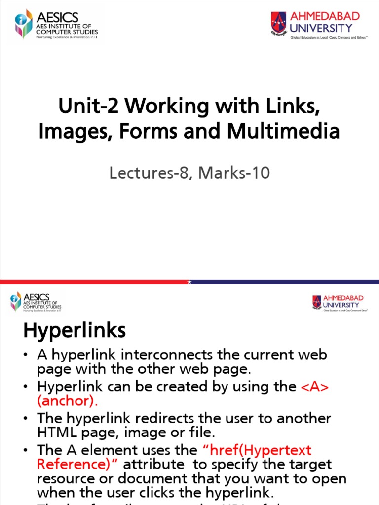 Unit-2 Working With Links, Images, Forms and Multimedia PDF | PDF ...