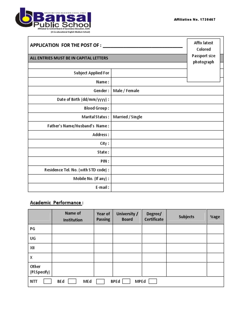 BPS Application Form | PDF