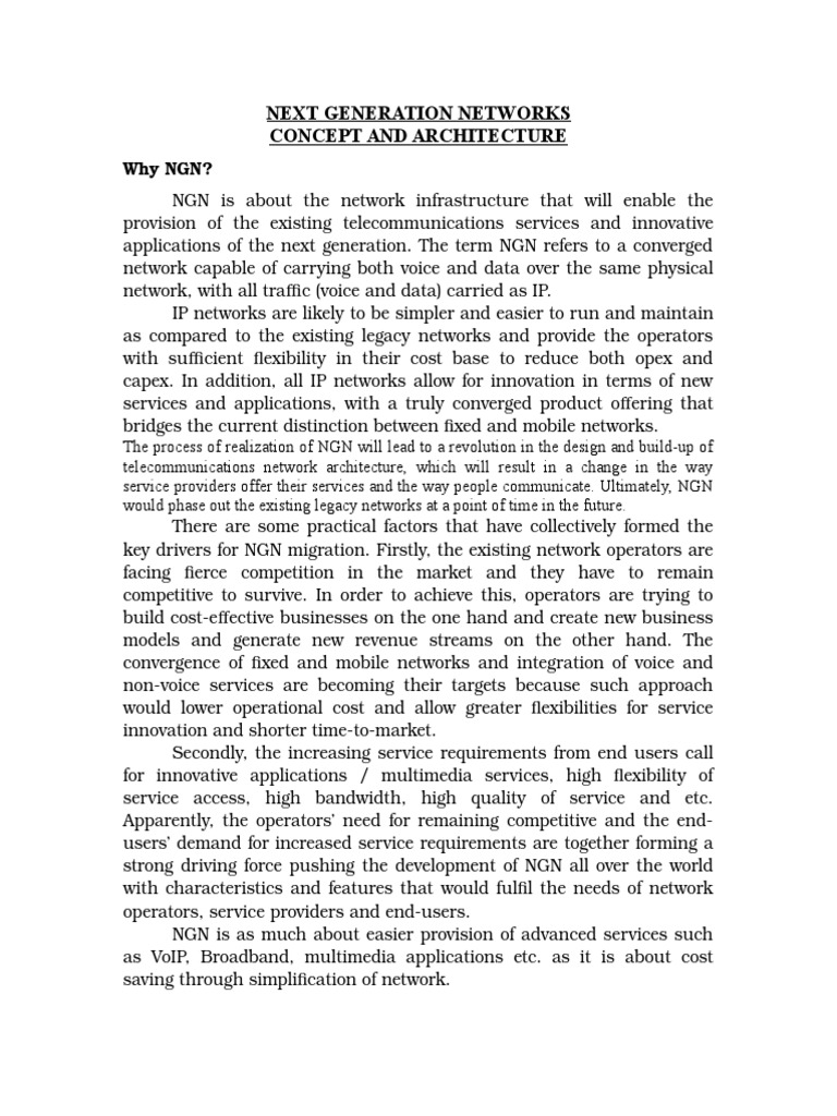 Next Generation Networks | PDF | Public Switched Telephone Network | Computer Network