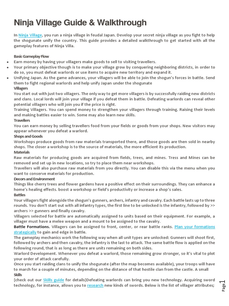 Ninja Village Guide: A Comprehensive Walkthrough for Developing Your ...