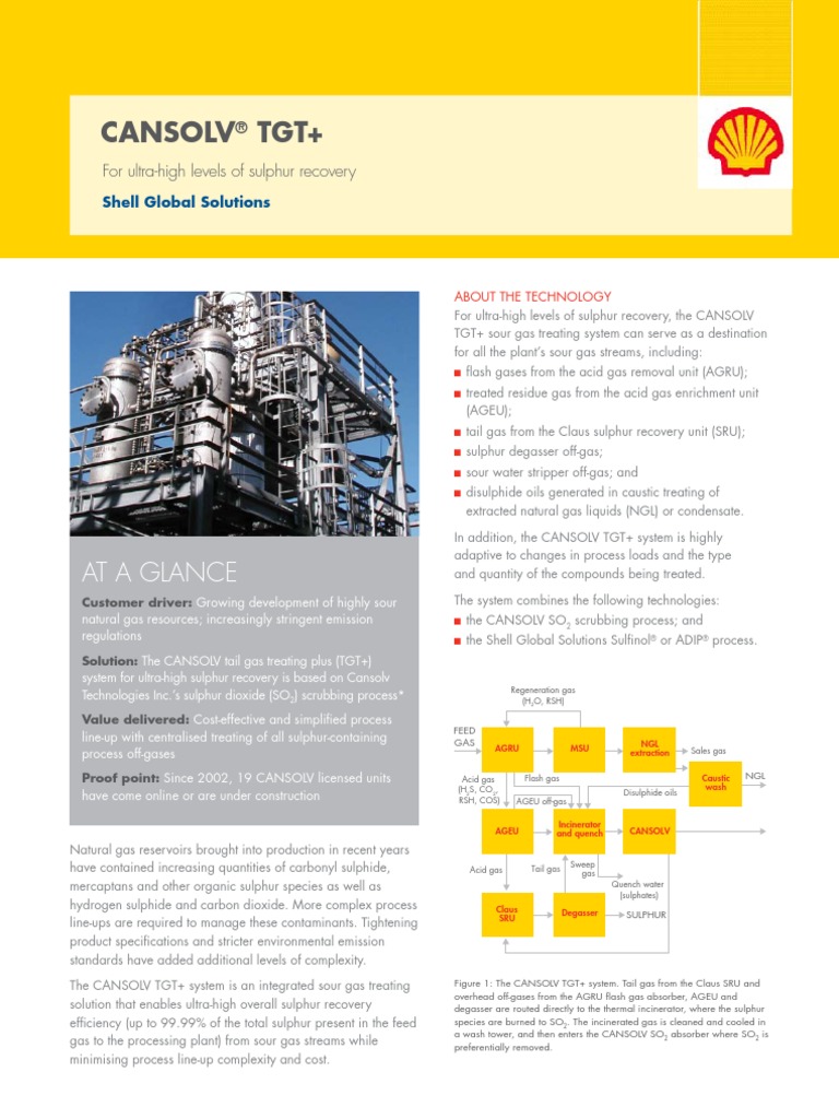 Cansolv TGT Plus Factsheet | PDF | Natural Gas | Sulfur Dioxide