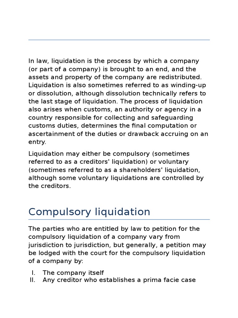 Introduction of Liquidation | Liquidation | Liability (Financial ...