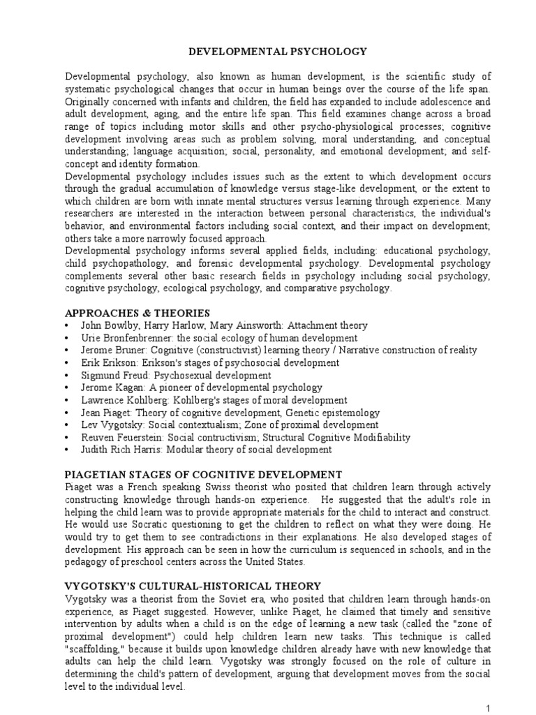 Developmental Psychology | PDF | Developmental Psychology | Attachment ...