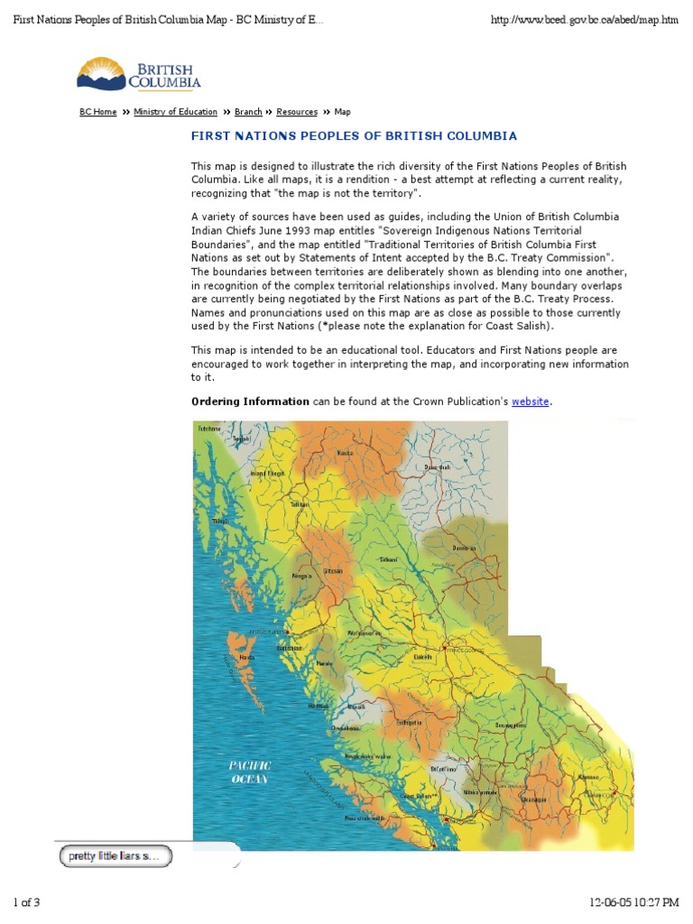 First Nations Peoples of British Columbia Map | PDF | First Nations ...