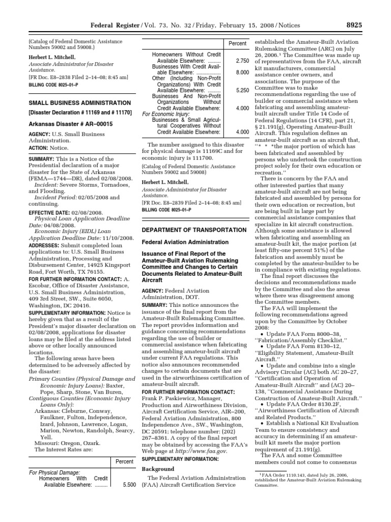 Federal Register / Vol. 73, No. 32 / Friday, February 15, 2008 ...