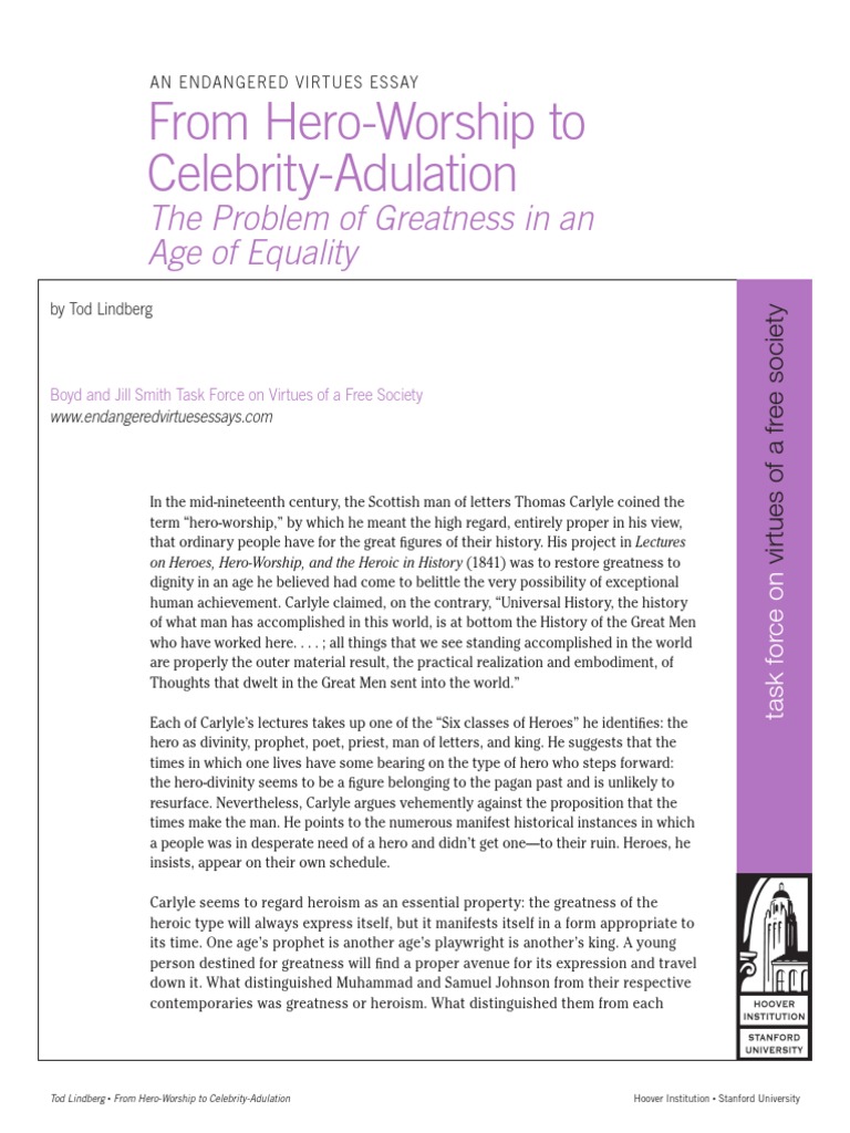 From Hero-Worship To Celebrity-Adulation: The Problem of Greatness in ...