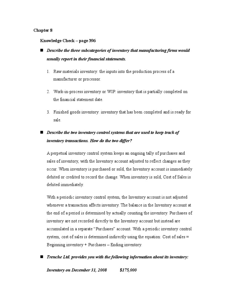 Ch8 KCsolutions | PDF | Inventory | Inventory Valuation