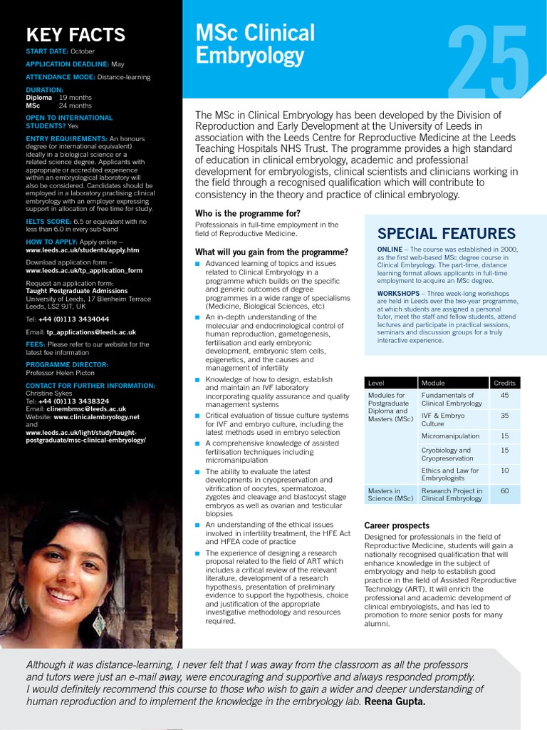 MSc in Clinical Embryology Program | PDF | In Vitro Fertilisation ...