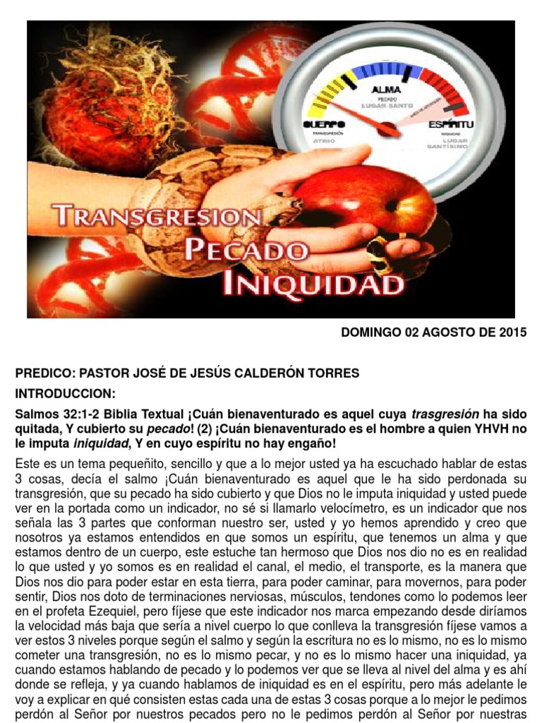 Transgresion, Pecado e Iniquidad | PDF | Pecado | Cristo (título)