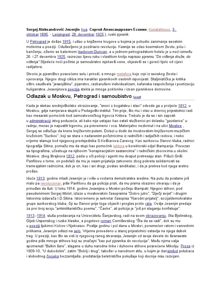 Poezija Sergej Jesenjin | PDF