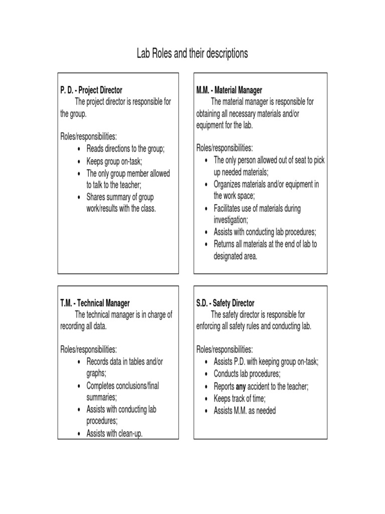 Science Lab Roles Explained | PDF | Career & Growth | Computers