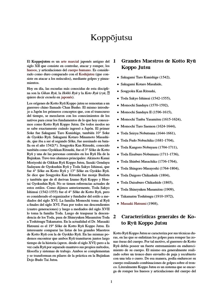 Introducción al Koppōjutsu Japonés | PDF | Artes marciales japonesas ...