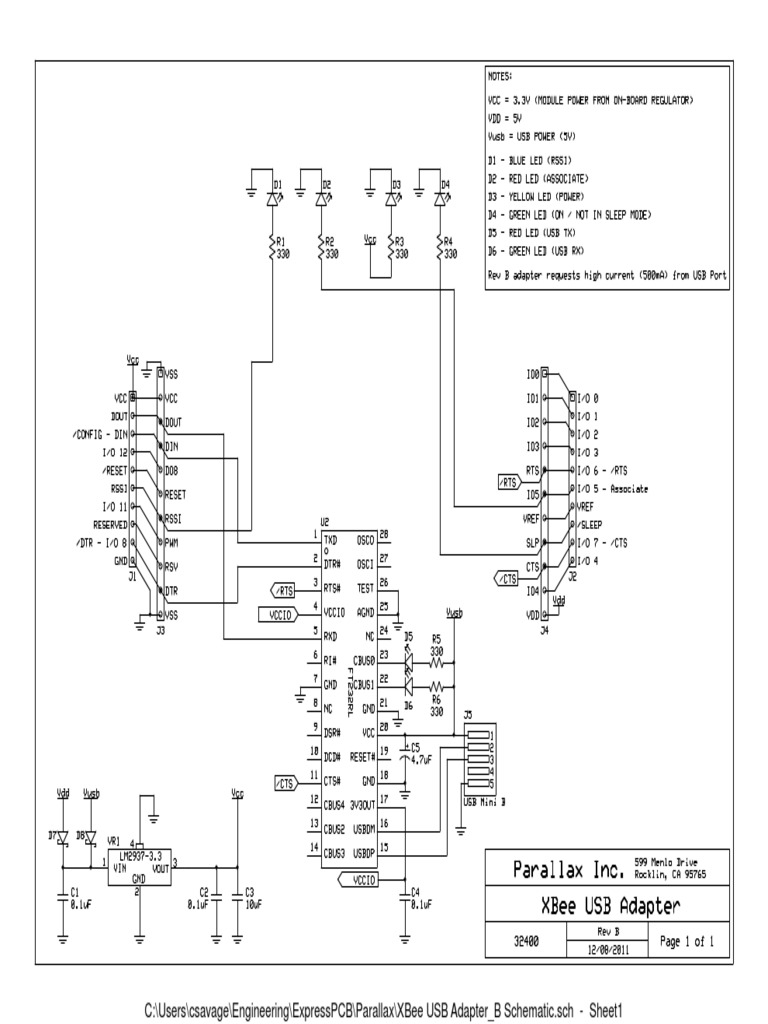 XBee USB Adapter Schematic Overview | PDF