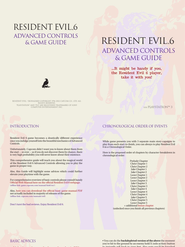 Resident Evil 6 Advanced Controls Guide Ps3 | PDF | Resident Evil | Leisure