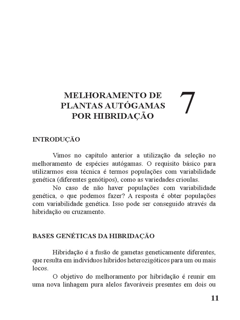 Melhoramento de Plantas Autógamas Por Hibridação | PDF | Híbrido ...