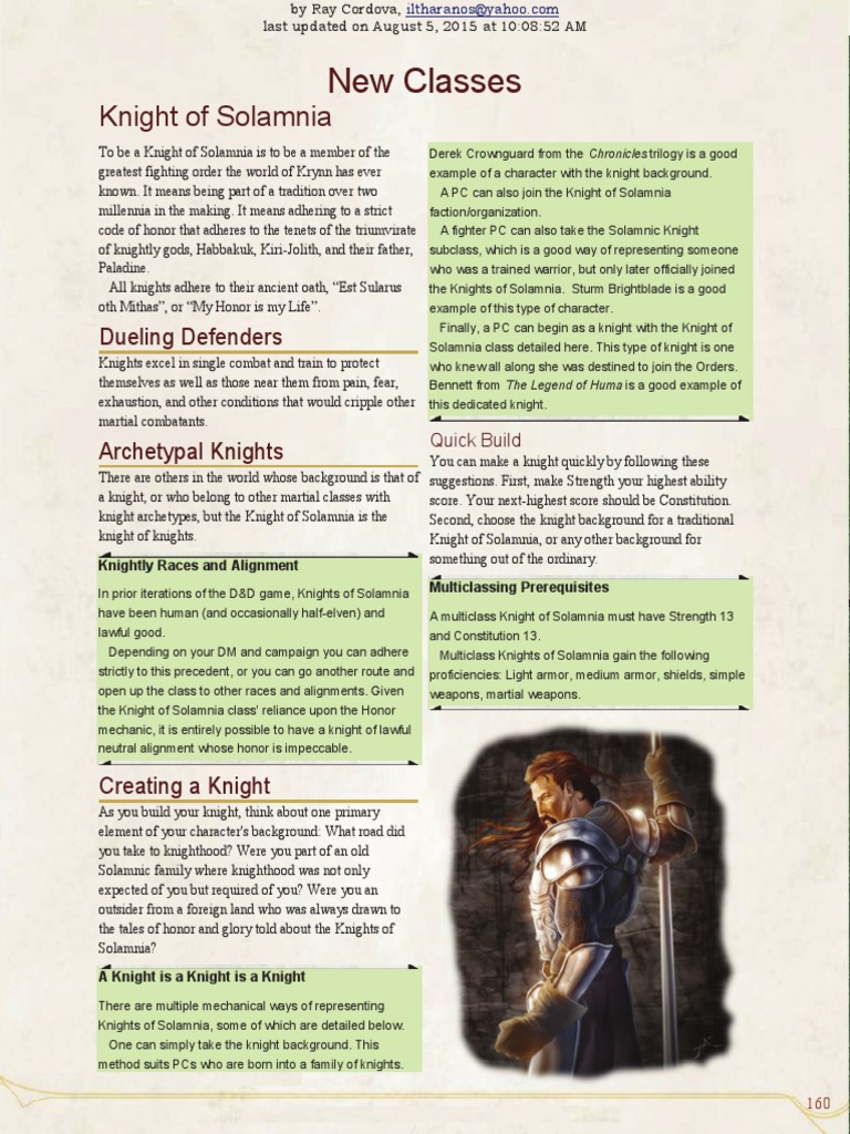 Excerpt - Knight of Solamnia Class | PDF | Knight | Unrest
