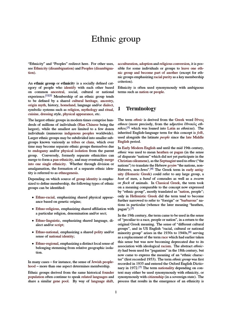 Ethnic Group | Ethnic Groups | Race (Human Categorization)