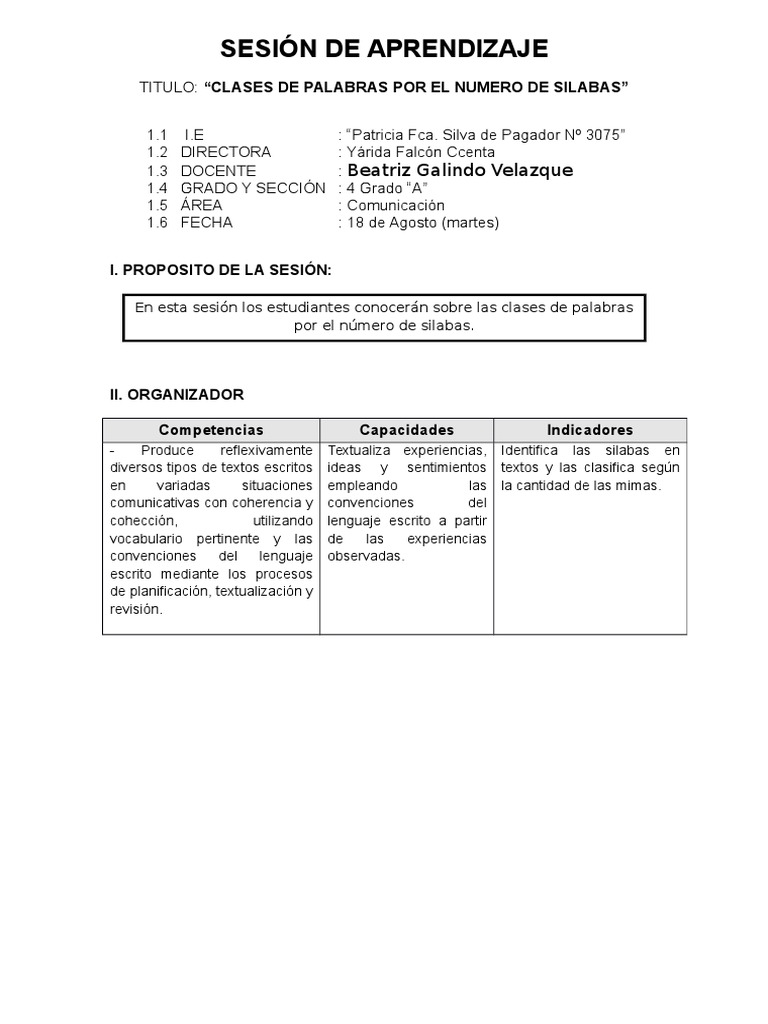 Clasificación de Palabras por Sílabas | PDF | Sílaba | Ciencia cognitiva