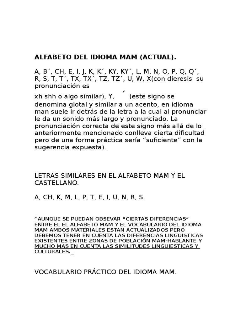 Vocabulario y Abecedario en Mam | PDF | Arte | Religión y espiritualidad