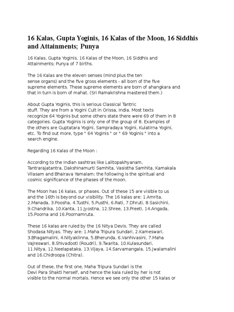 16 Kalas | PDF | Hindu Tantra | Āstika
