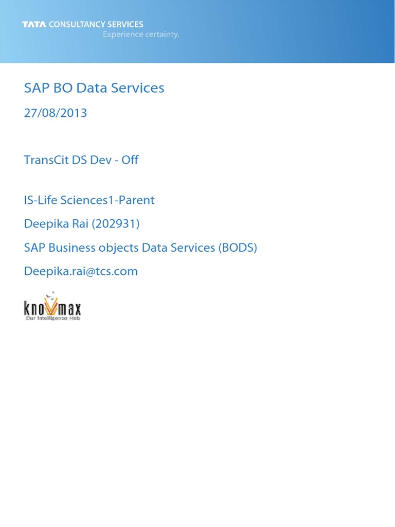 Business Objects Data Services (BODS) - Training Material | PDF | File Format | Databases
