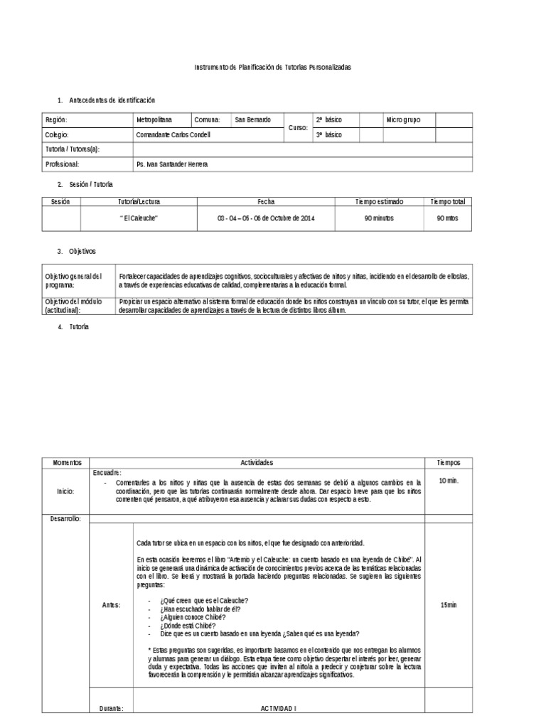 Planificacion Actividad Lectura. | PDF | Lectura (proceso) | Cuentos