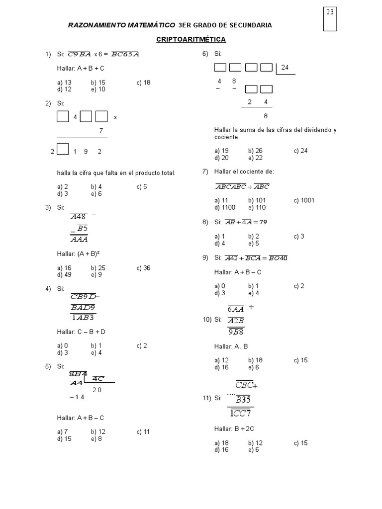 RM-4BIM-3ro Sec | PDF | Triangle | Fraction (Mathematics)