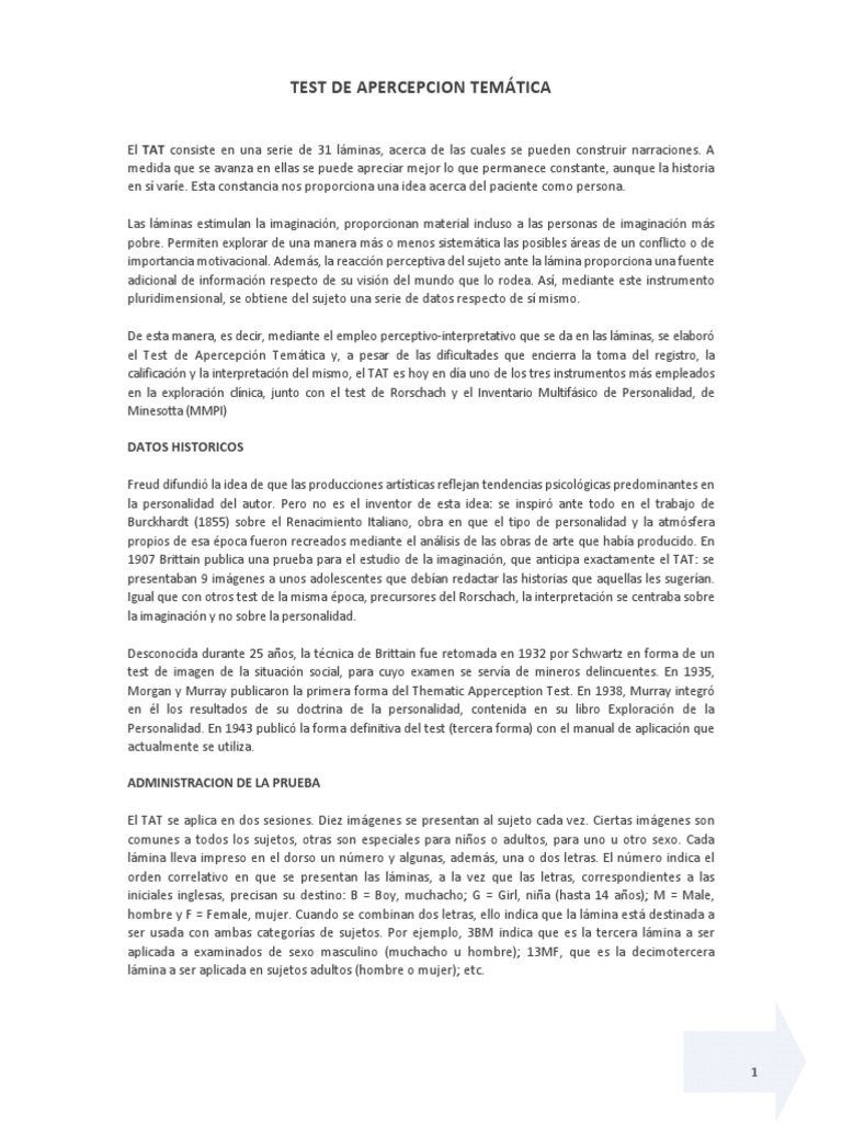 Test de Apercepción Tematica | PDF